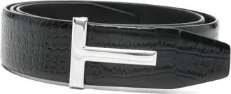 Tom Ford Homme, Accessoires, Noir, Taille: 85 CM Ceinture R&eacute;versible &agrave; Boucle T