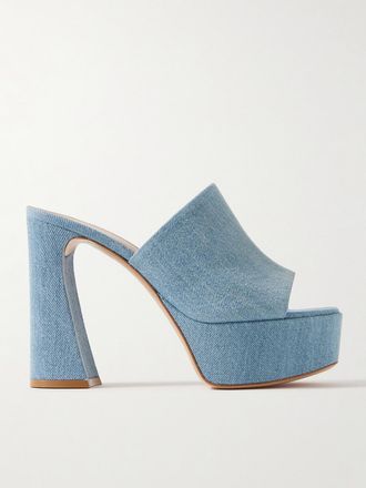 Gianvito Rossi Mules Plates-formes En Jean Holly 70 - Bleu