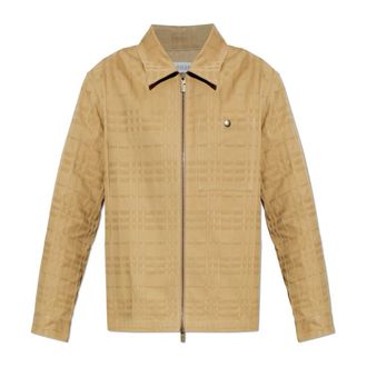 Burberry Homme, Vestes, Beige, Taille: M Oakwell Cotton Jacquard Zip Jacket