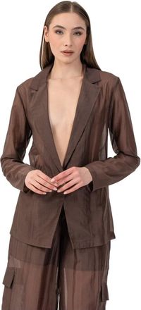 Kocca Femme, Vestes, Brun, Taille: 38 FR Veste Chic Style Blazer Transparent
