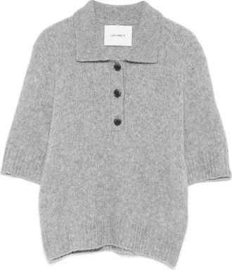 Lisa Yang Pullover mit Polokn&ouml;pfen - Grau