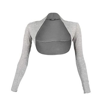 Glamexx24 Boléro élégant pour femme - Manches longues - Cardigan léger - Pour les festivités, gris clair, M