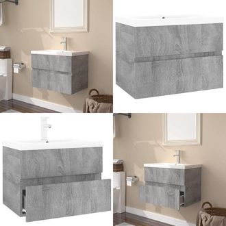 vidaXL Vidaxl - Meuble lavabo avec bassin intégré Sonoma gris Bois dingénierie - Meuble Lavabo - Meuble Sous Évier - Vasque Intégrée - Salle De Bain