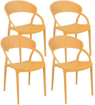 Oviala Lot de 4 chaises de terrasse jaune moutarde