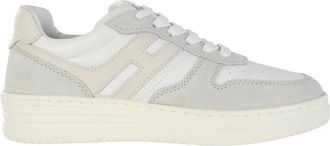 Hogan Femme, Chaussures, Multicolore, Taille: 38 EU Baskets en Cuir Blanc avec Bout Rond