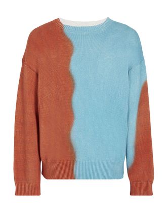 8 by YOOX ORGANIC COTTON PRINTED KNIT CREWNECK JUMPER