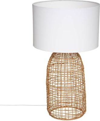 Atmosphera Atmosphera - Lampe cylindre Karla - rotin - blanc H56 cm