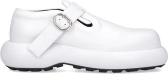 Jil Sander White Leather Buckle Detail Loafers - Gr. 36 (EU) - in Weiß