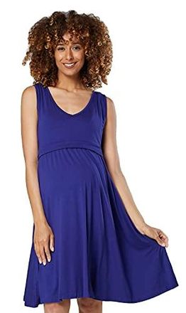Happy Mama Femme Robe Patineuse dallaitement Maternit&eacute; Double Couches. 685p (Cobalt, 44-46, 2XL)