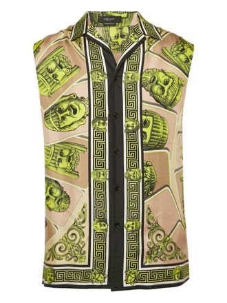 Versace chemise à boutonnière sur le devant - Jaune