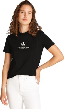 Calvin Klein Damen T-Shirt Kurzarm Shadow Graphic Tee Regular Fit, Schwarz (Ck Black), XS