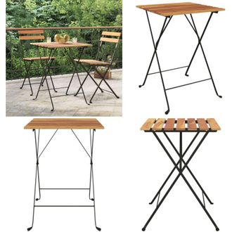 vidaXL Bistrotisch Klappbar 55x54x71 cm Massivholz Teak und Stahl - Klappbarer Tisch - Teakholz Tisch