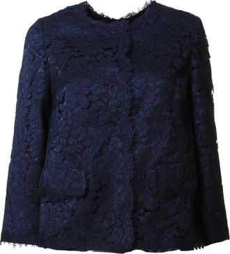 Dolce & Gabbana Femme, Vestes, Bleu, Taille: 38 FR Lace Jacket