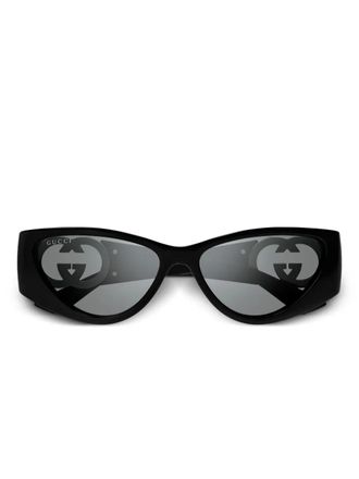 Gucci lunettes de soleil à monture ovale - Noir