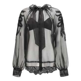 Ermanno Scervino La Chemise en Dentelle - Femme - Blouses et Chemises - Noir - Taille: 36 FR