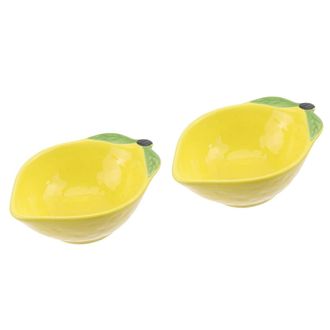 Cabilock 2 St&uuml;ck Keramik Dessertschale mit Zitronenmotiv Kleine Servierschale f&uuml;r Snacks Getrocknete Fr&uuml;chte Obstsalat Vielseitige Dekorative Schale f&uuml;r Partys