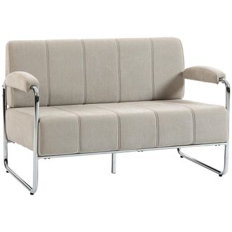 HOMCOM 2-Sitzer gepolstertes Chenille-Sofa mit Doppelnaht, Modernes Wohnzimmersofa mit Armlehnen und Stahlbeinen, f&uuml;r Wohnzimmer, B&uuml;ro und Schlafzimmer, 120x