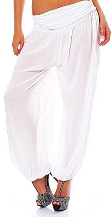 Malito more than fashion malito Culotte Bouffante Harem Pantalon Aladin Sweatpants Boyfriend pantalon Yoga 1482 Femme Taille Unique (blanc)