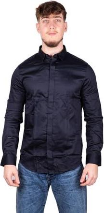 A|X Armani Exchange Homme Smart Stretch Satin Chemise Casual, Bleu (Navy 1510), L EU