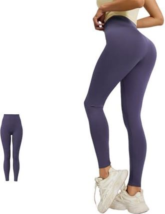 Generic Legging taille haute pour femme, contr&ocirc;le du ventre, doux comme du beurre, non transparent, pantalon de yoga pleine longueur pour entra&icirc;nement, course