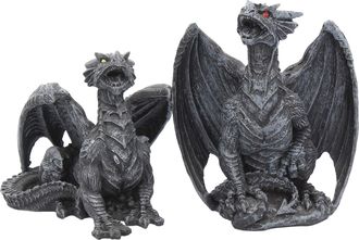 Nemesis Now Set of 2 10cm Dragon Figurines Dark Fury Drachenfiguren, 10 cm, 2 St&uuml;ck, Schwarz, Einheitsgr&ouml;&szlig;e