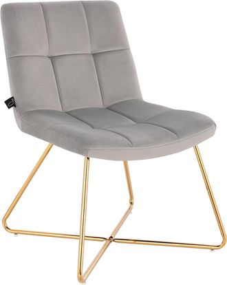 SVITA Lynn Sessel Flauschig Stuhl Gem&uuml;tlich Loungesessel Cocktailsessel Clubsessel Polsterstuhl ohne Armlehnen Goldene Beine Samt-Polster (Grau)