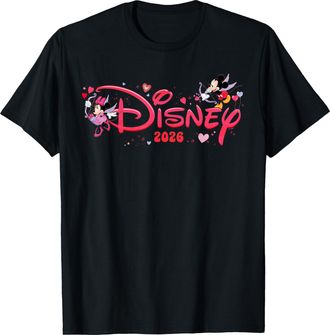 Disney Mickey & Minnie Valentines Day 2026 Script Logo Trip T-Shirt