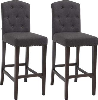 Clp 2er Set Barhocker Louise Stoff dunkelgrau antik