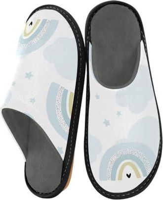 HMZXZ Pantoufles mignonnes pour homme et femme, motif &eacute;toiles, chaussons dint&eacute;rieur pour la maison, la chambre &agrave; coucher, les voyages, multicolore, 37.5/38 
