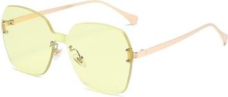 Generic Lunettes De Soleil Tendance &Agrave; Monture M&eacute;tallique Large For Hommes, Femmes, Vacances En Plein Air, Soir&eacute;es, Photographie(Yellow)