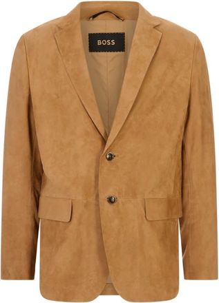 HUGO BOSS Homme, Vestes, Brun, Taille: M Blazer en daim avec surpiq&ucirc;res AMF