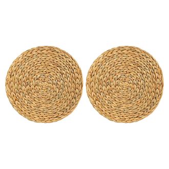 NUOBESTY Toyvian 2 St&uuml;ck Handgewebte Teekannenuntersetzer aus Robustem Naturmaterial W&auml;rmeisolierende Platzsets &Oslash; 20cm Hitzebest&auml;ndige Tischsets f&uuml;r Esszimmer 