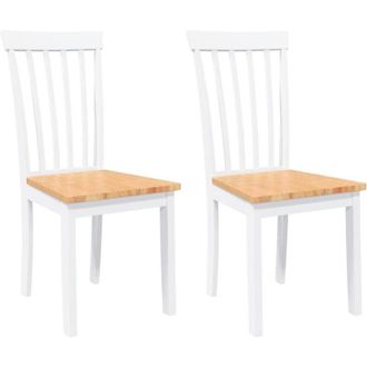 vidaXL Vidaxl - Chaises &agrave; manger 2 pcs blanc bois massif caoutchouc
