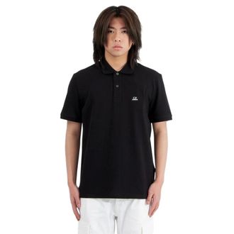 C.P. Company C.p. Company, Homme, Tops, Noir, Taille: 2XL Polo Logo Stretch Piqu&eacute;