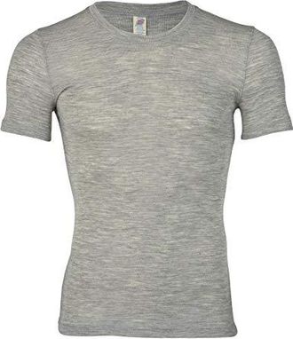 Engel Chemise à manches courtes, laine et soie pour homme - Gris - Medium