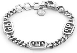 Philipp Plein Homme, Accessoires, Gris, Taille: ONE Size Plein Lettering Bracelet