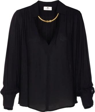 Elisabetta Franchi Femme, Blouses et Chemises, Noir, Taille: 36 FR Blouses