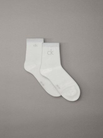 Calvin Klein 2er-pack Metallic-knöchelsocken Aus Weicher Baumwolle - White - Damen - 35