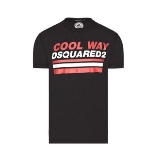 Dsquared2 Schwarzes Herren T-Shirt- Lockerer Schnitt - - Tops - Herren - Schwarzk - S