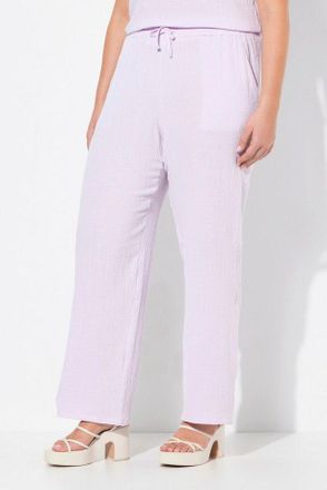 Ulla Popken Schlupfhose Musselin-Schlupfhose Rose weites Bein Elastikbund