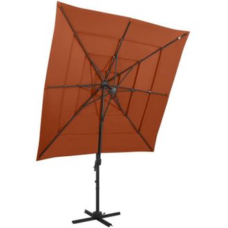 vidaXL Vidaxl - Parasol &agrave; 4 niveaux avec m&acirc;t en aluminium Terre cuite 250x250cm