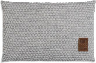 Knit Factory Juul Kissen - Zierkissen mit Füllung und Bezug - Rechteckige Dekokissen - Sofakissen aus 30% Wolle und 70% Polyacryl - Grau/Beige - 60x40 cm