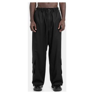 Yohji Yamamoto Homme, Pantalons, Noir, Taille: S Pantalon cargo d&eacute;contract&eacute; en m&eacute;lange de laine
