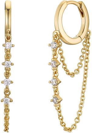 Noelani Damen Creolen vergoldet aus 925er Sterling Silber mit synthetischen Zirkonia (1,2 cm), Gold, Kommt in Schmuck Geschenk Box, 2031570