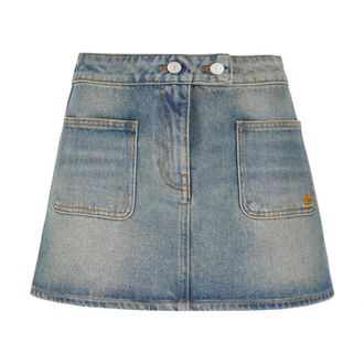 Courr&egrave;ges Femme, Jupes, Bleu, Taille: 36 FR Mini-jupe en denim Signature