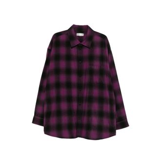 Balenciaga Check-pattern Logo-embroidered Shirt