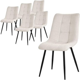 ML Design Esszimmerst&uuml;hle 6er Set Beige, Wohnzimmerst&uuml;hle mit Stoffbezug und schwarzen Metallbeinen, K&uuml;chenst&uuml;hle mit R&uuml;ckenlehne, Polsterst&uuml;hle f&uuml;r Esszimmer