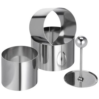 Cabilock 3St&uuml;ck Dessertringe und Speiseringe Speiseringe Lebensmittel Ringe Ring Set klein Kuchenringe mit Stampfer f&uuml;r Nachspeise Mousse Torte Reiskugel Rund 