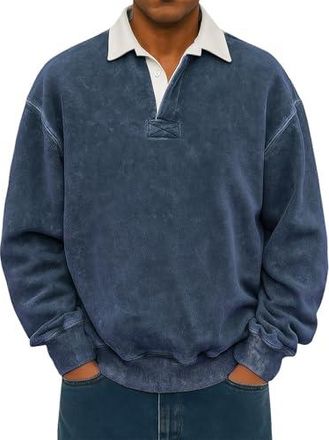 Generic Polo classique extensible et l&eacute;ger &agrave; coupe classique pour homme, doux et confortable, coupe classique, bleu marine, 4XL