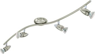 Eglo LED Deckenlampe Magnum LED, 4 flammige Deckenleuchte, Deckenstrahler aus Metall, Wohnzimmerlampe in Nickel-Matt, Chrom, Spots inkl. GU10 Leuchtmittel,